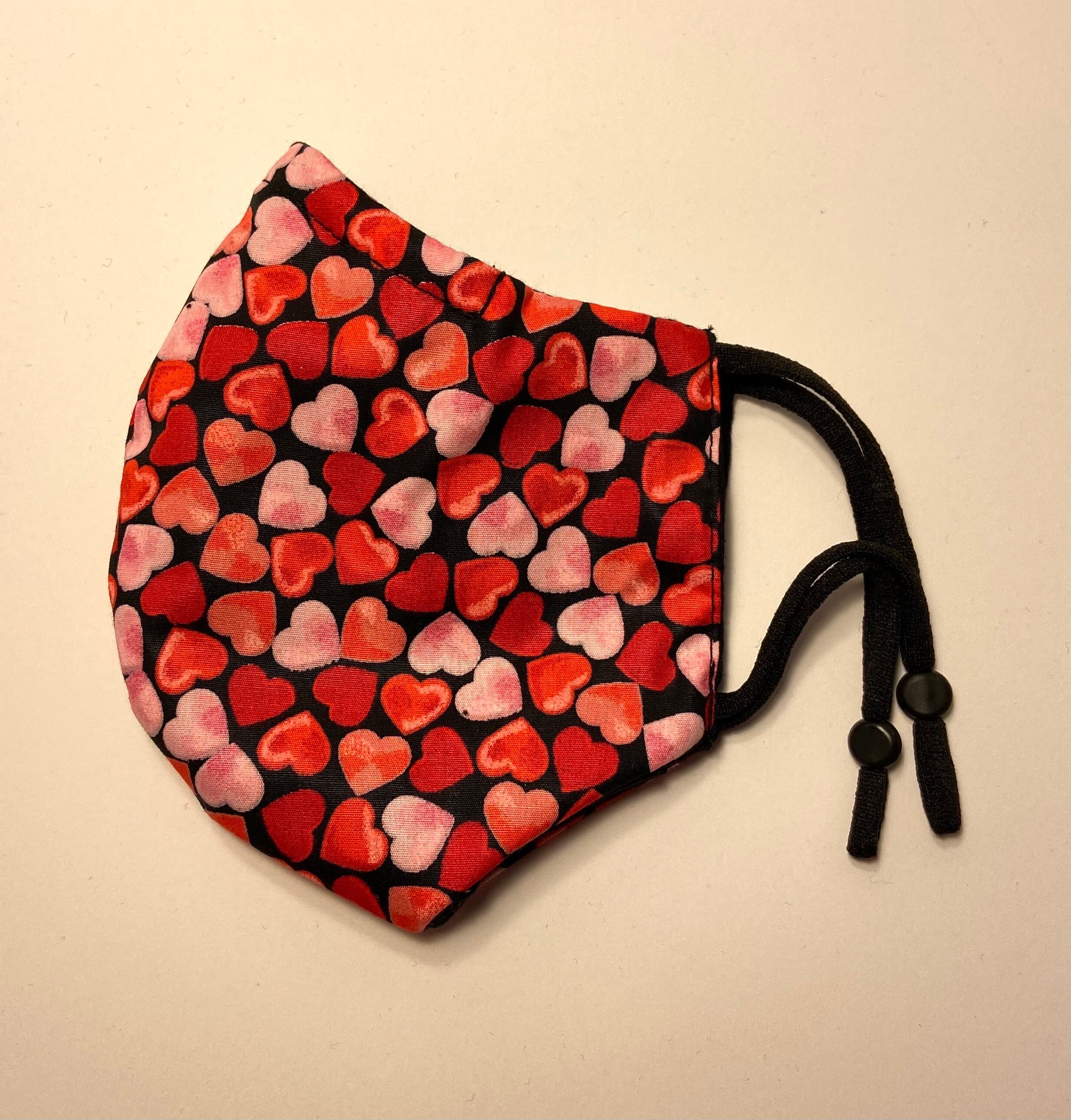 Hearts on Black Face Mask Red Hearts Face Mask Hearts Face | Etsy