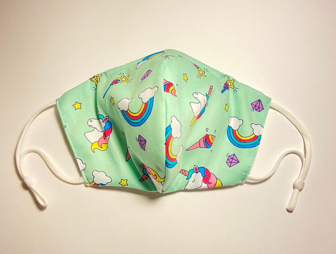 Unicorn Face Mask, Child Face Mask, Rainbow Face Mask, Cotton Face Mask ...