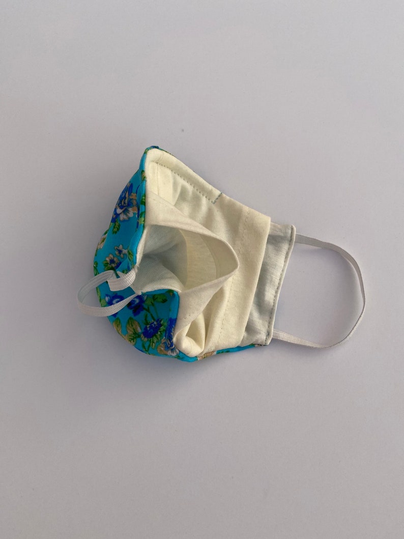 Blue Floral Face Mask Light Blue Face Mask Washable Face - Etsy