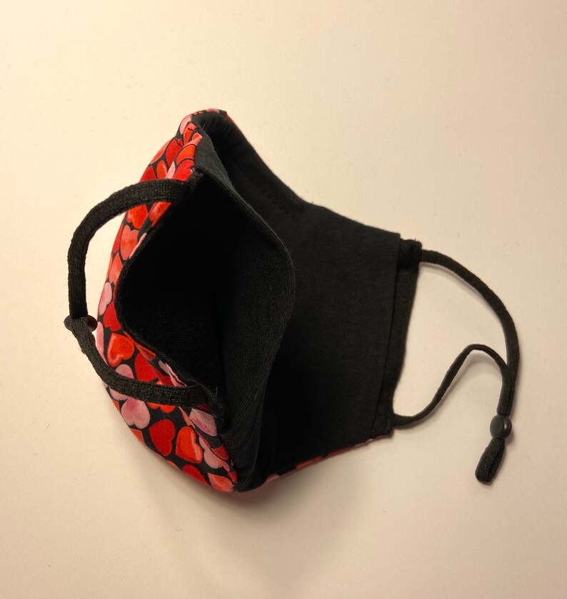 Hearts on Black Face Mask Red Hearts Face Mask Hearts Face - Etsy