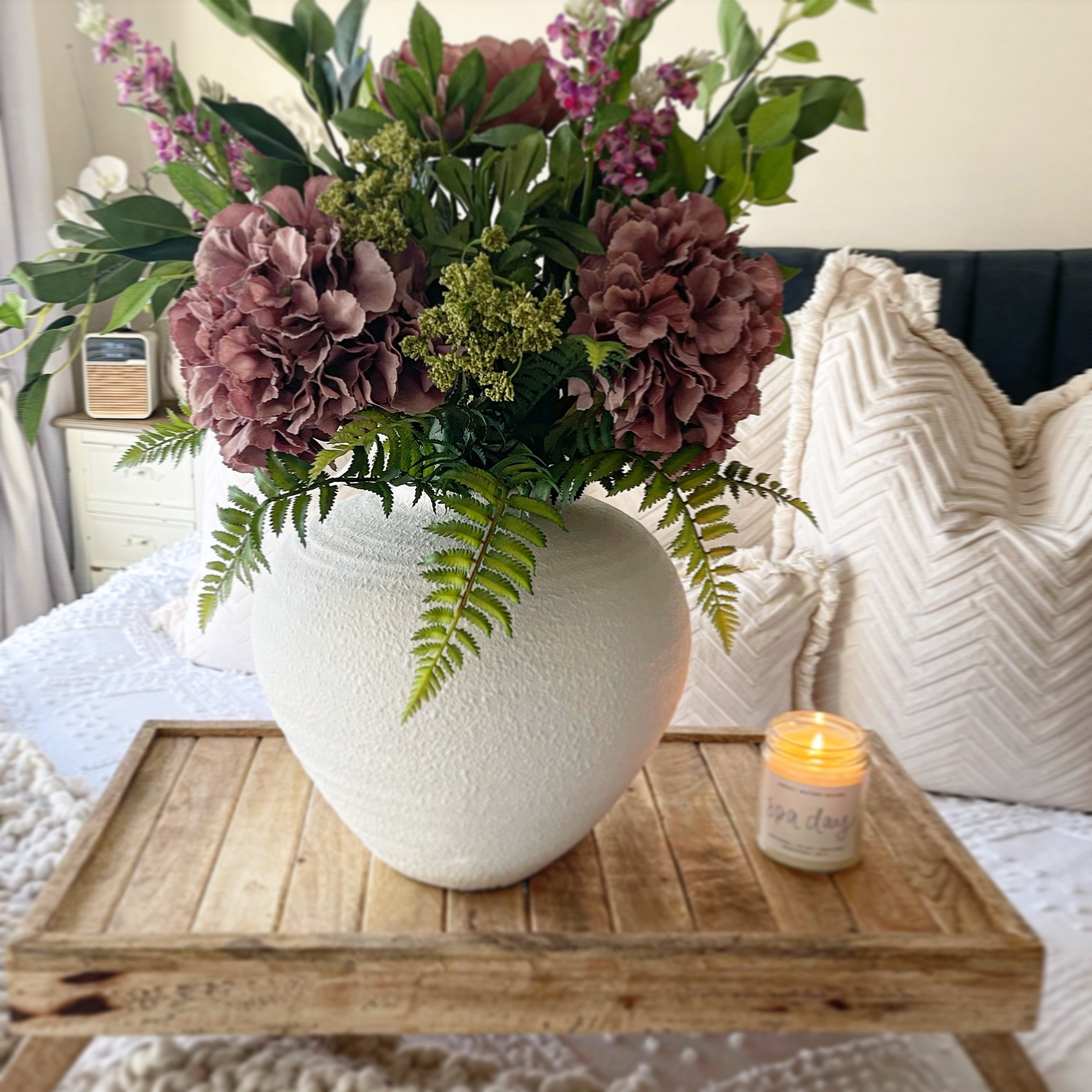 Ophelia Matte White Textured Stone Vase 28cm X 26cm for - Etsy UK