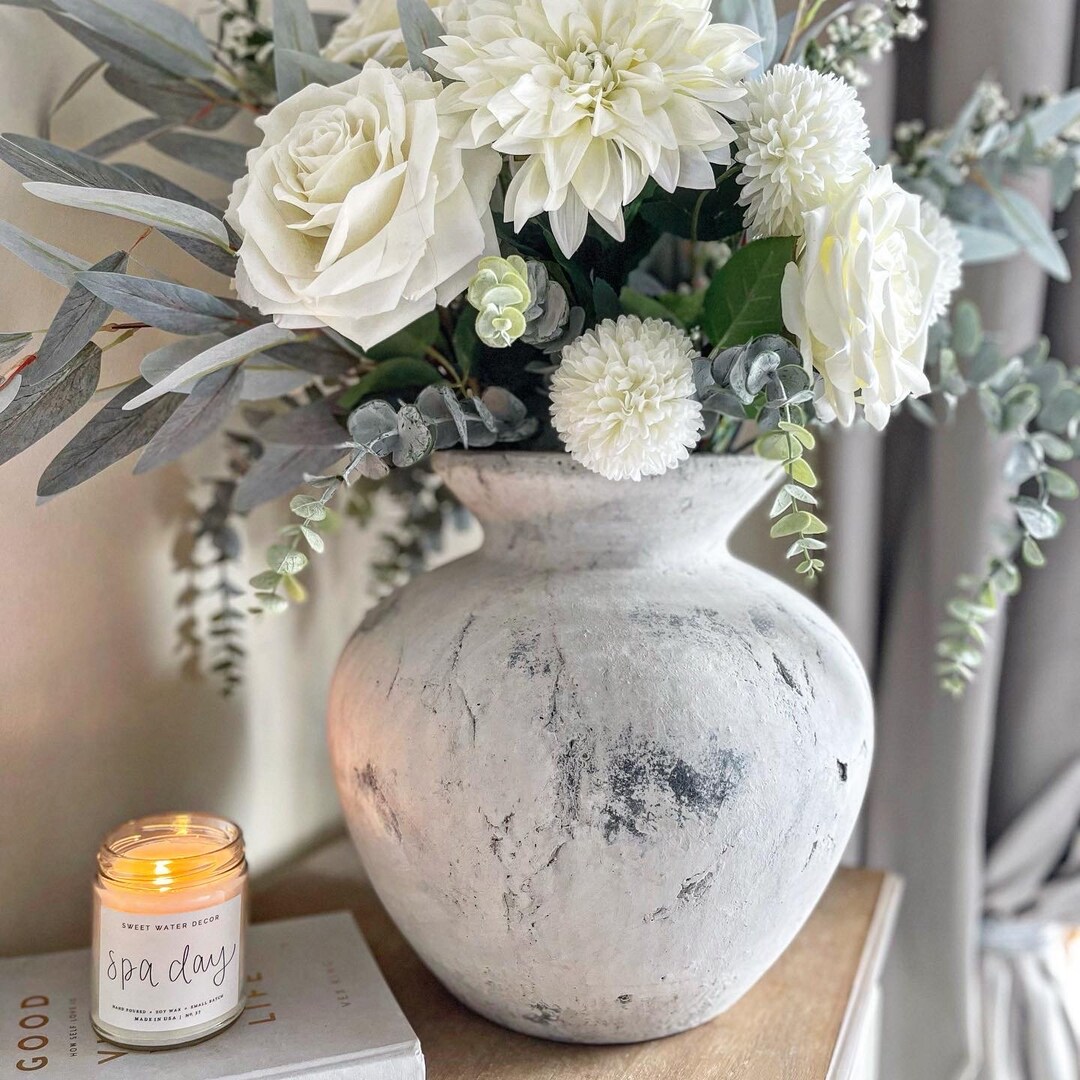 Large Antique Style Stone Effect Vase - Darcy Vase - Statement Vase ...