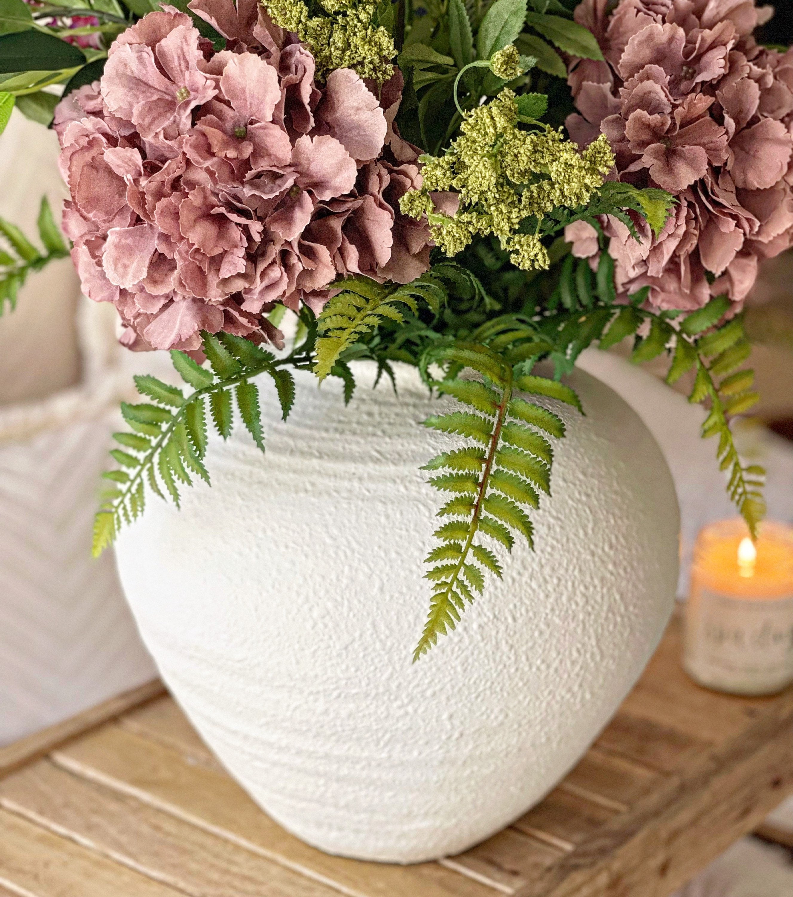 Ophelia Matte White Textured Stone Vase 28cm X 26cm for - Etsy UK