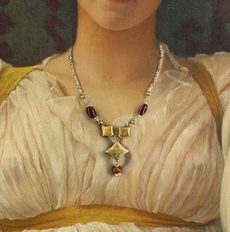 Etruscan Necklace With Real Red Agate Stone, Reproduction of Historical ...