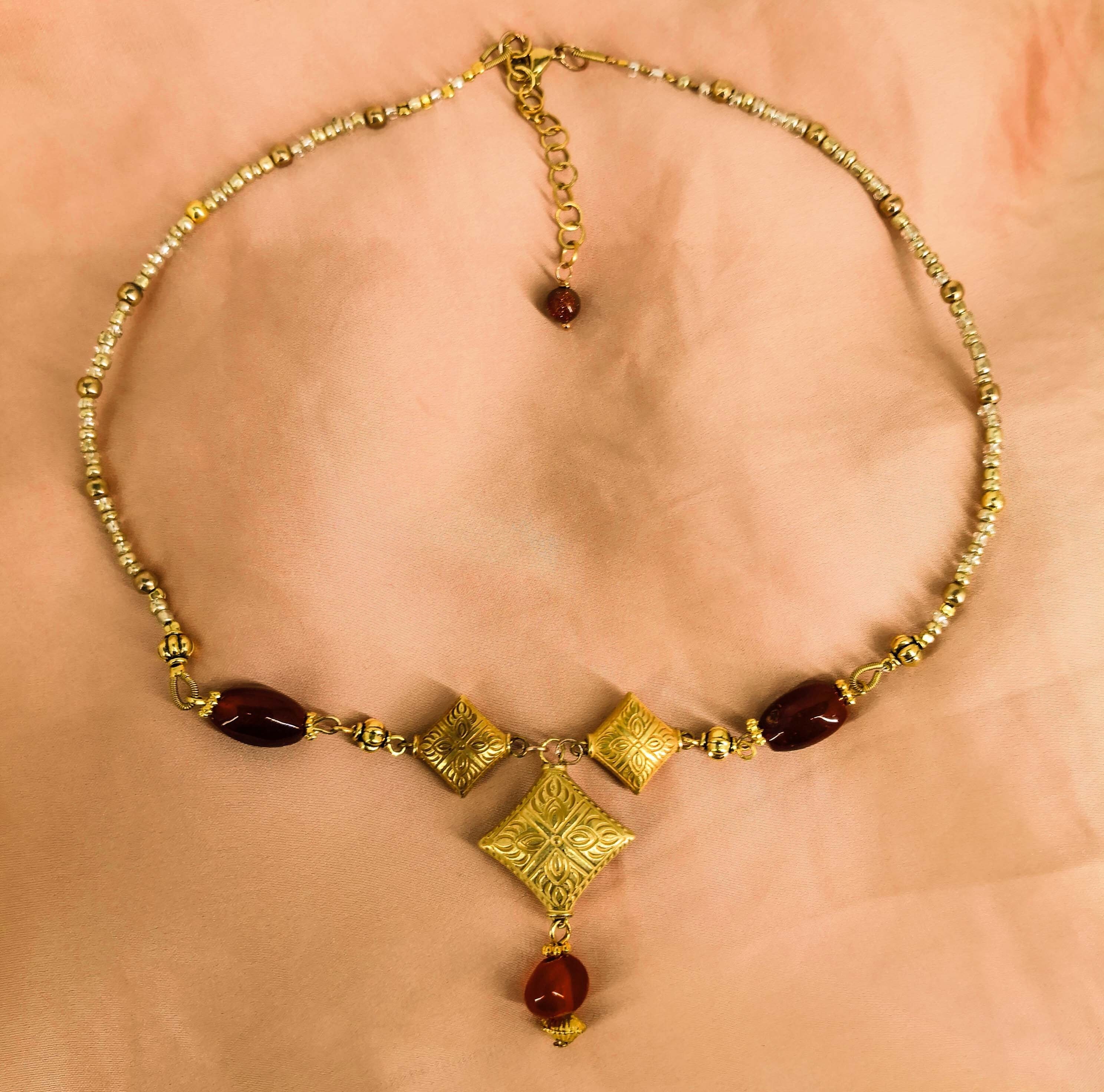 Etruscan Necklace With Real Red Agate Stone, Reproduction of Historical ...