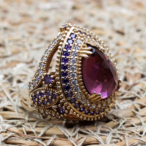 Amethyst Ring Handmade Women's Ring Turkish Handmade - Etsy