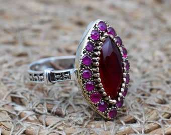 Ruby Ring, Handmade Women's Ring, Turkish Handmade Ring, Authentic Ring ...