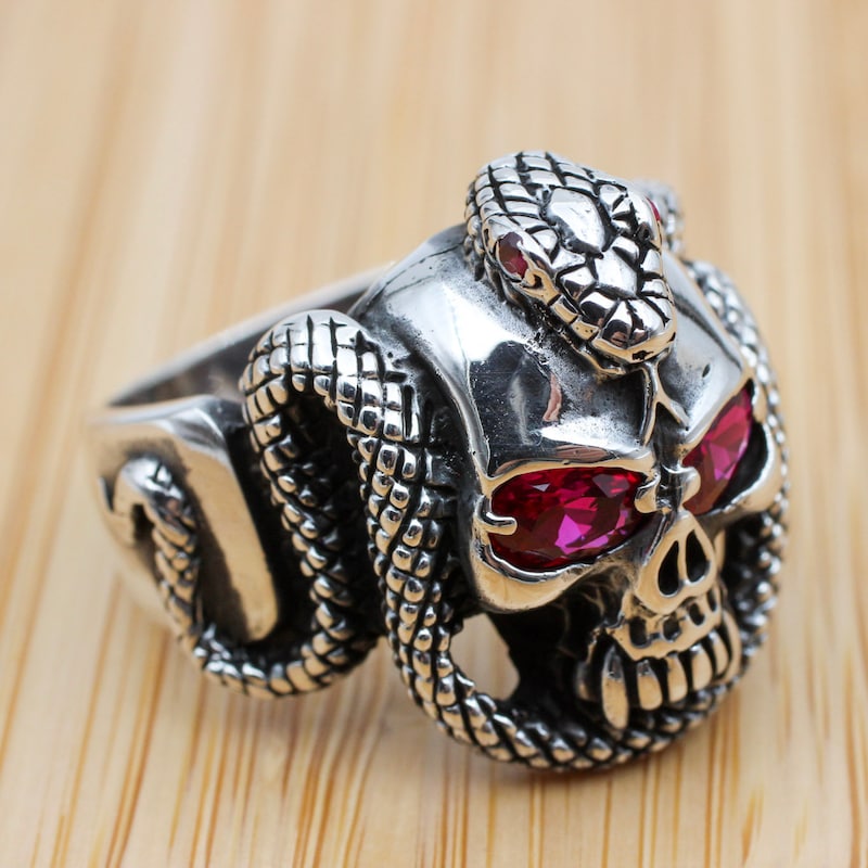 Skull and Snake Ring - Etsy
