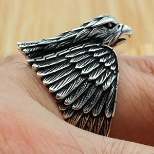 Men's Eagle Ring, Eagle Ring, Bird's Silver Ring, Handmade Sterling ...