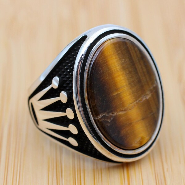 Tiger Eye Ring Men - Etsy