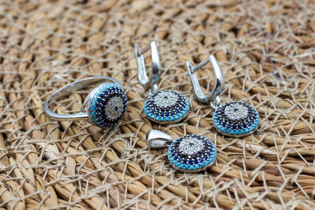 Turquoise Set, Evil Eye Set, Authentic Set, Handmade Set Women, Ladies ...