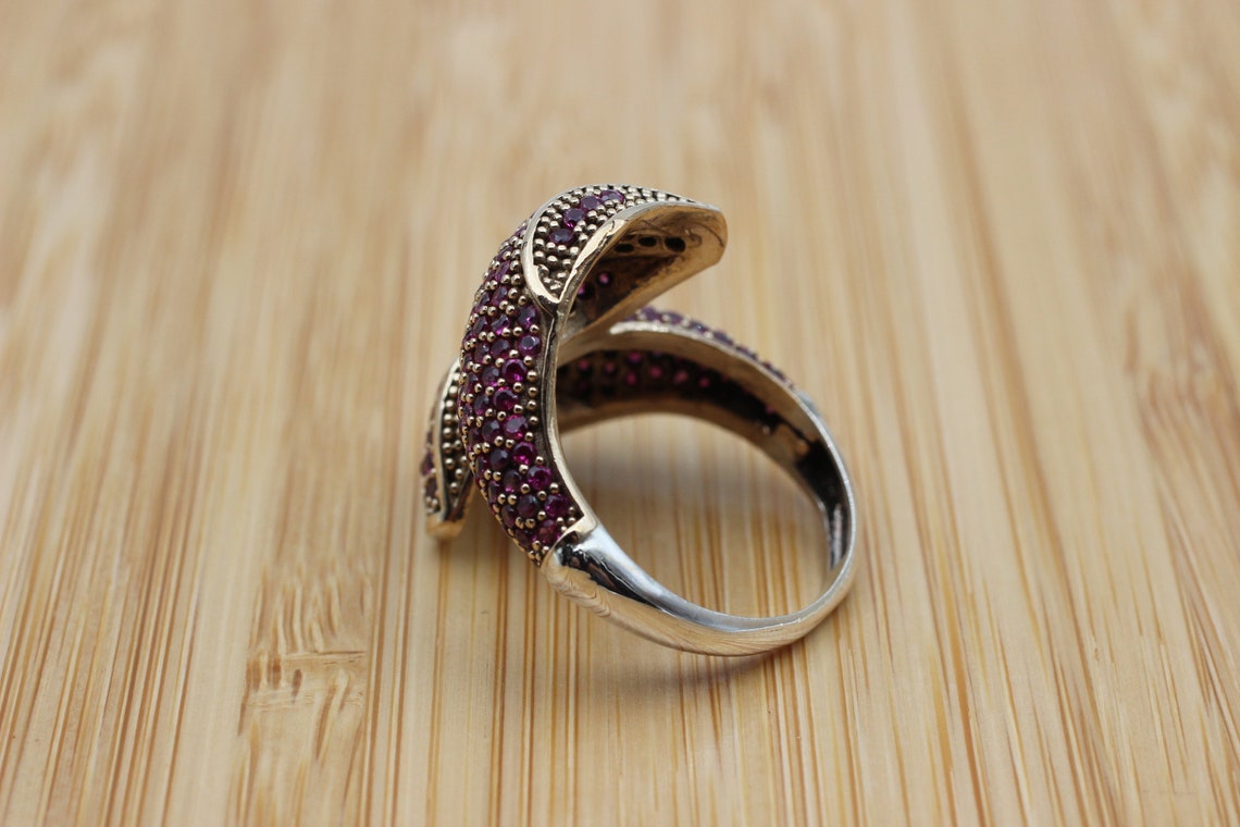 Ruby Snake Ring, Handmade Women's Ring, Turkish Handmade Ring ...