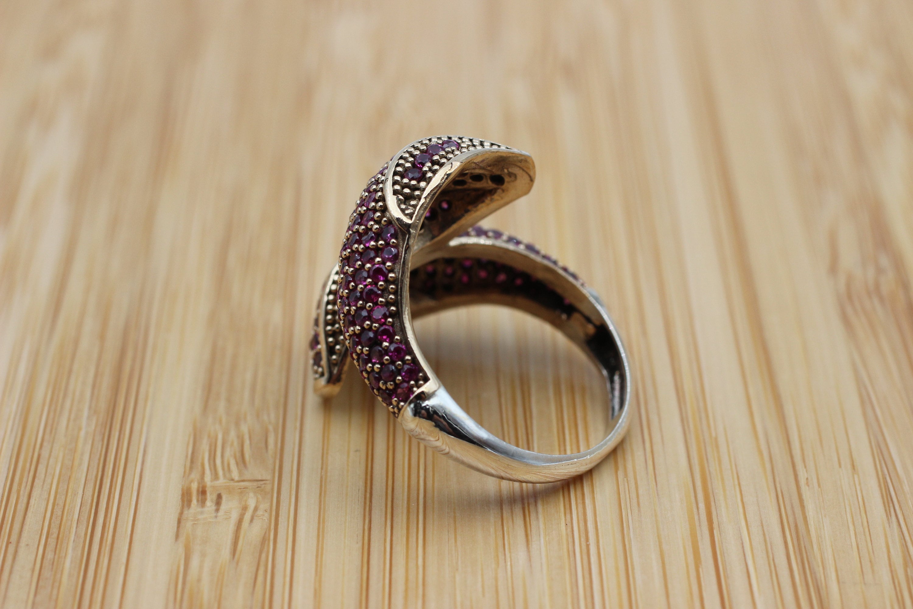 Ruby Snake Ring, Handmade Women's Ring, Turkish Handmade Ring ...