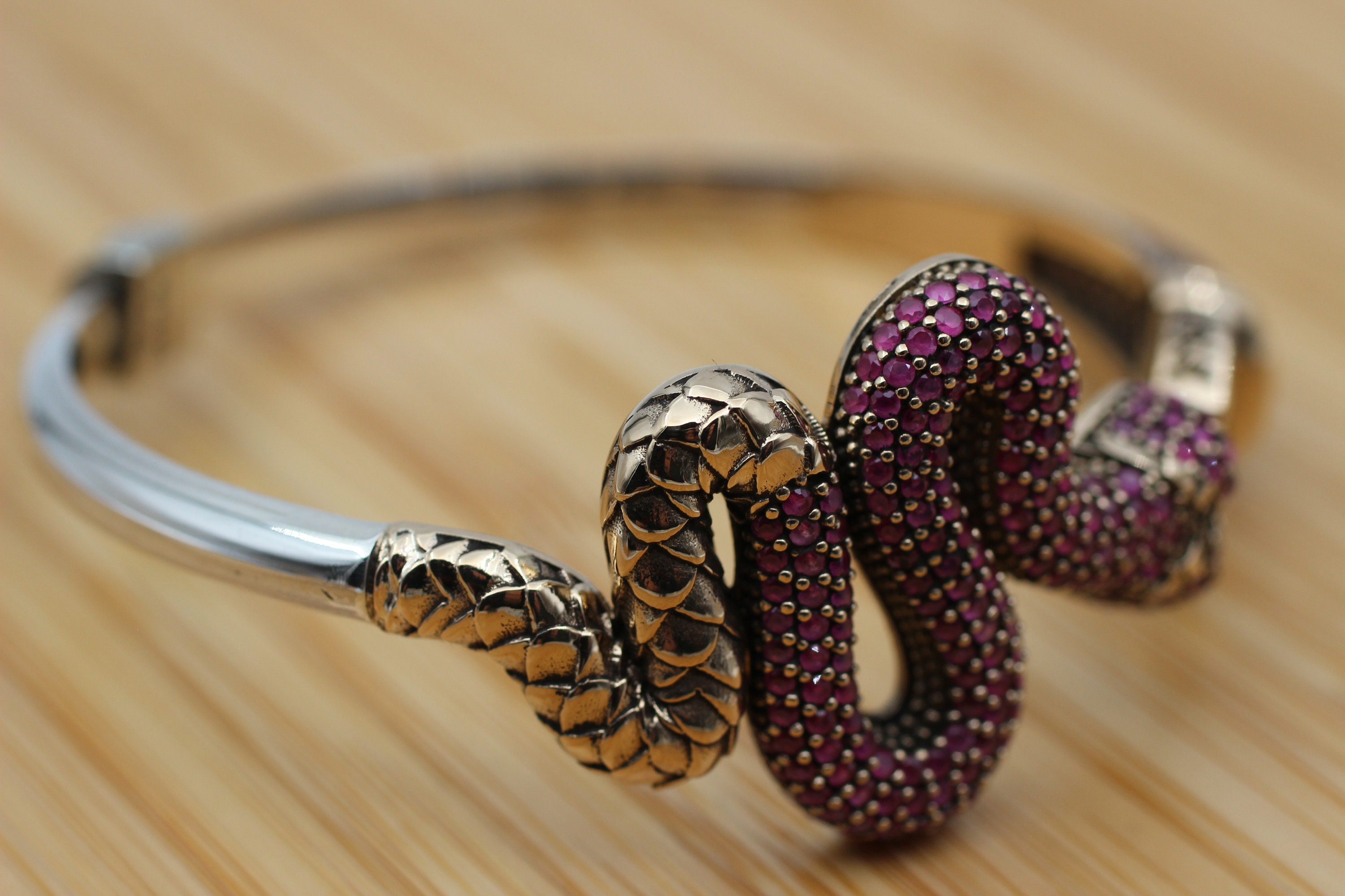 Ruby Bracelet Snake Bracelet Handmade Bracelet Bangle Cuff | Etsy