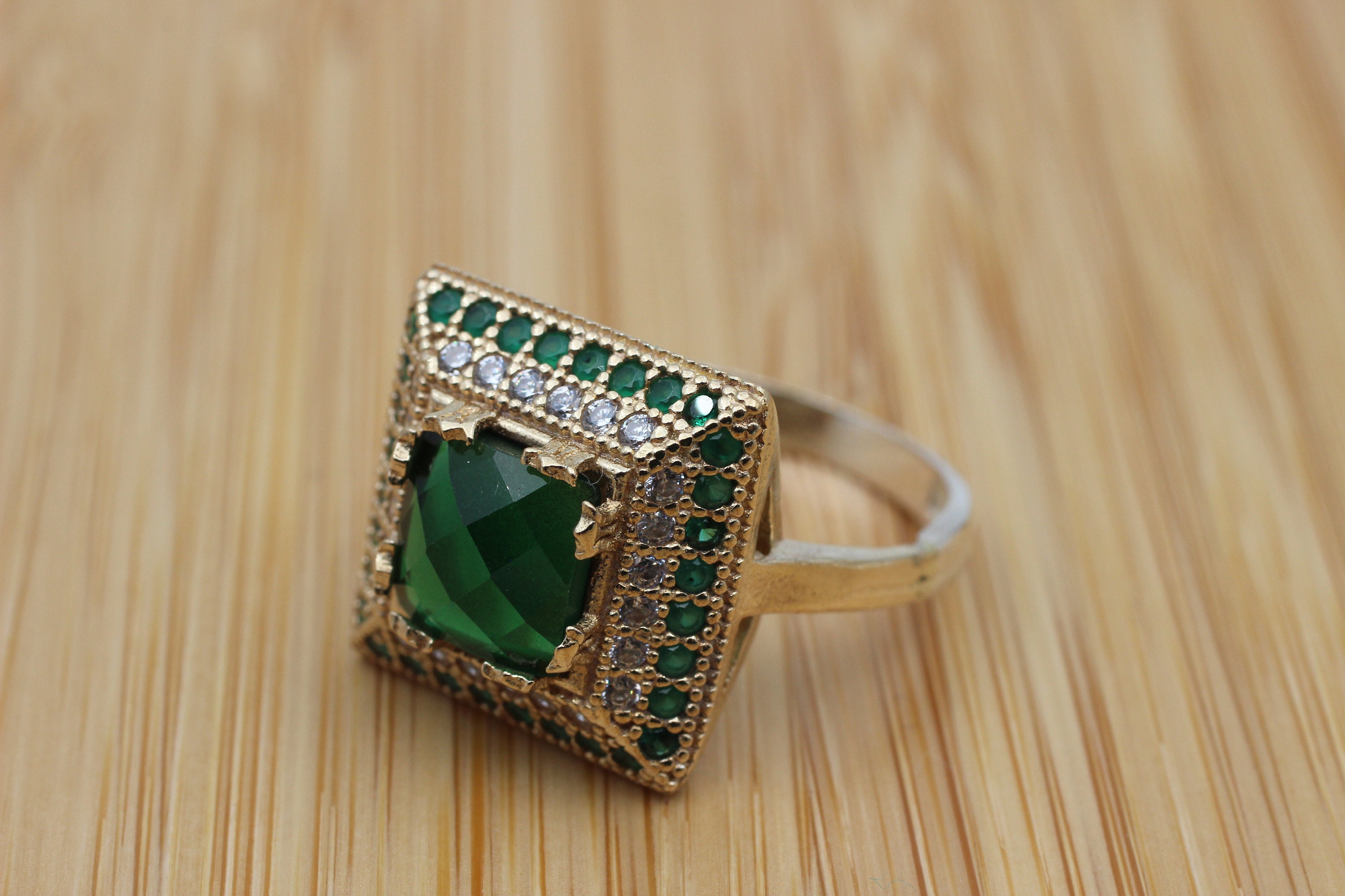 Handmade Emerald Zircon Ring, Ottoman 925k Sterling Silver - Etsy