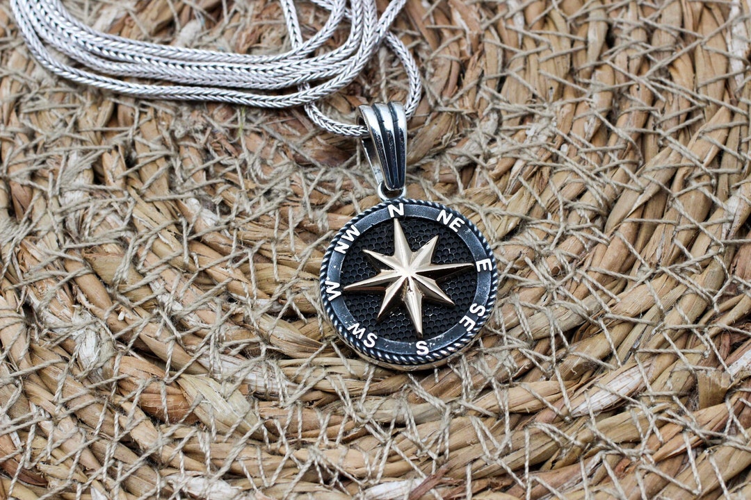 Men's Necklace, Mens Pendant, Compass Pendant, Turkish Handmade ...
