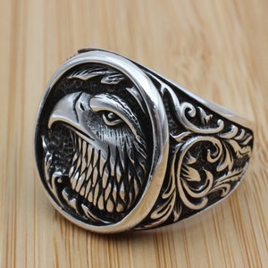 Men's Eagle Ring, Eagle Ring, Bird's Silver Ring, Handmade Sterling ...