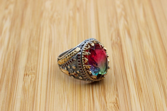 Tourmaline Men's Ring Handmade Men's Ring Turkish - Etsy