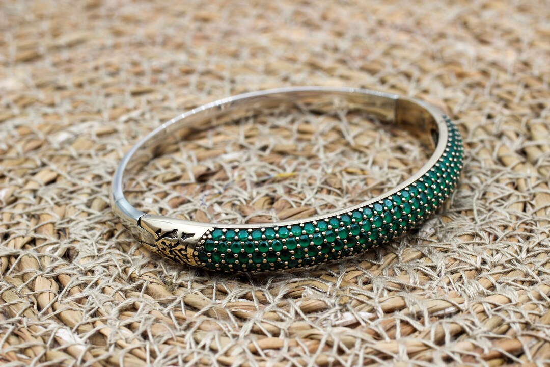 Emerald Bracelet, Ottoman Bracelet, Handmade Bracelet, Bangle Cuff, Turkish Handmade, Bangle ...