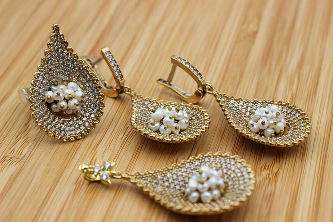 Pearl Set, Authentic Set, Turkish Set, Pearl, Handmade Set, Women Set ...