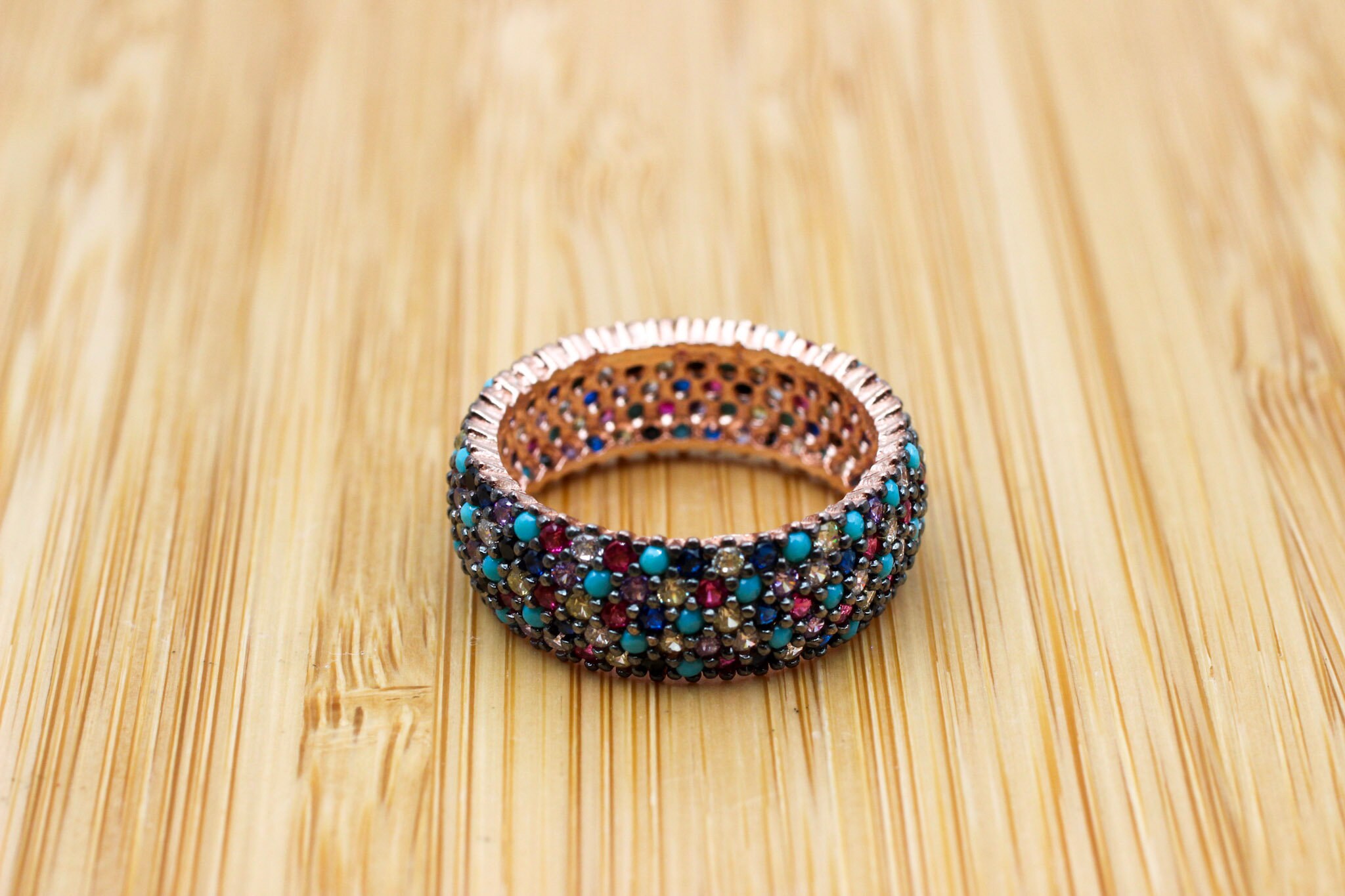 Mixed Stone Ladies Ring Handmade Women Ring Full Round Ring - Etsy