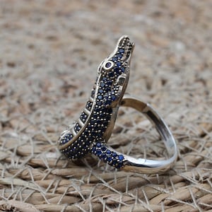 Sapphire Crocodile Ring, Handmade Women's Ring, Crocodile Ring, Turkish ...