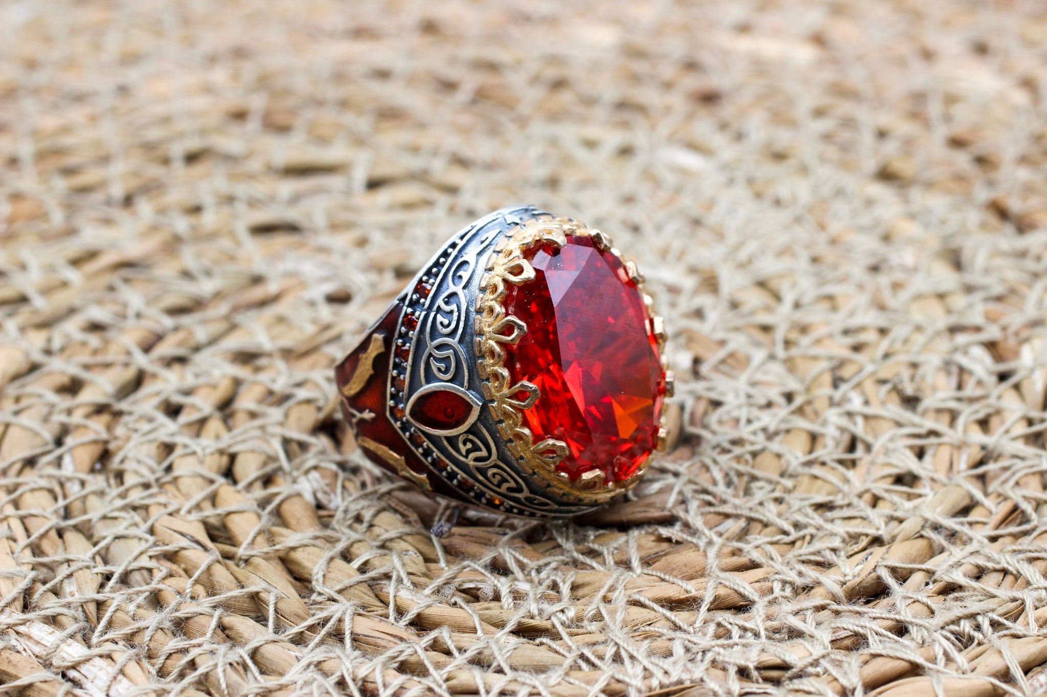 Ruby Men's Ring Ottoman Men's Ring Handmade | Etsy