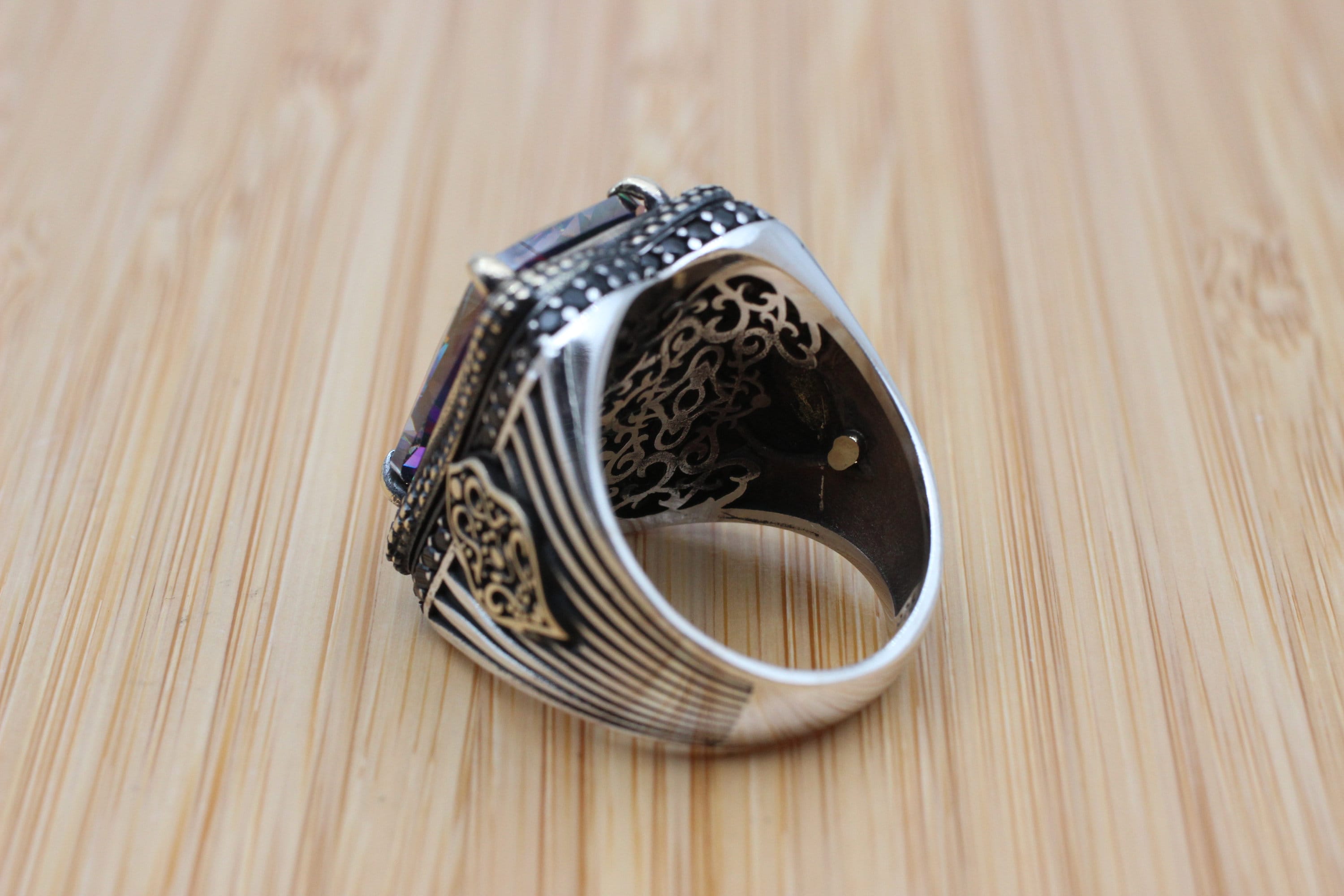 Mystic Topaz Ring Handmade Ring Turkish Handmade Silver Men | Etsy