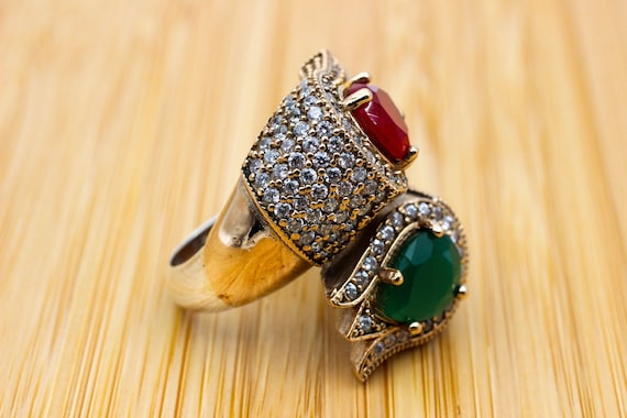 Emerald Ring Handmade Women's Ring Adjustable Ring | Etsy