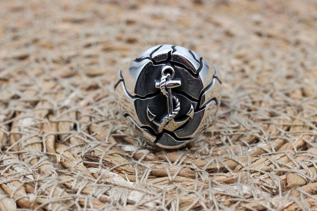 Sailor Men's Ring, Anchor Men Ring, Turkish Handmade, Silver Men Ring ...