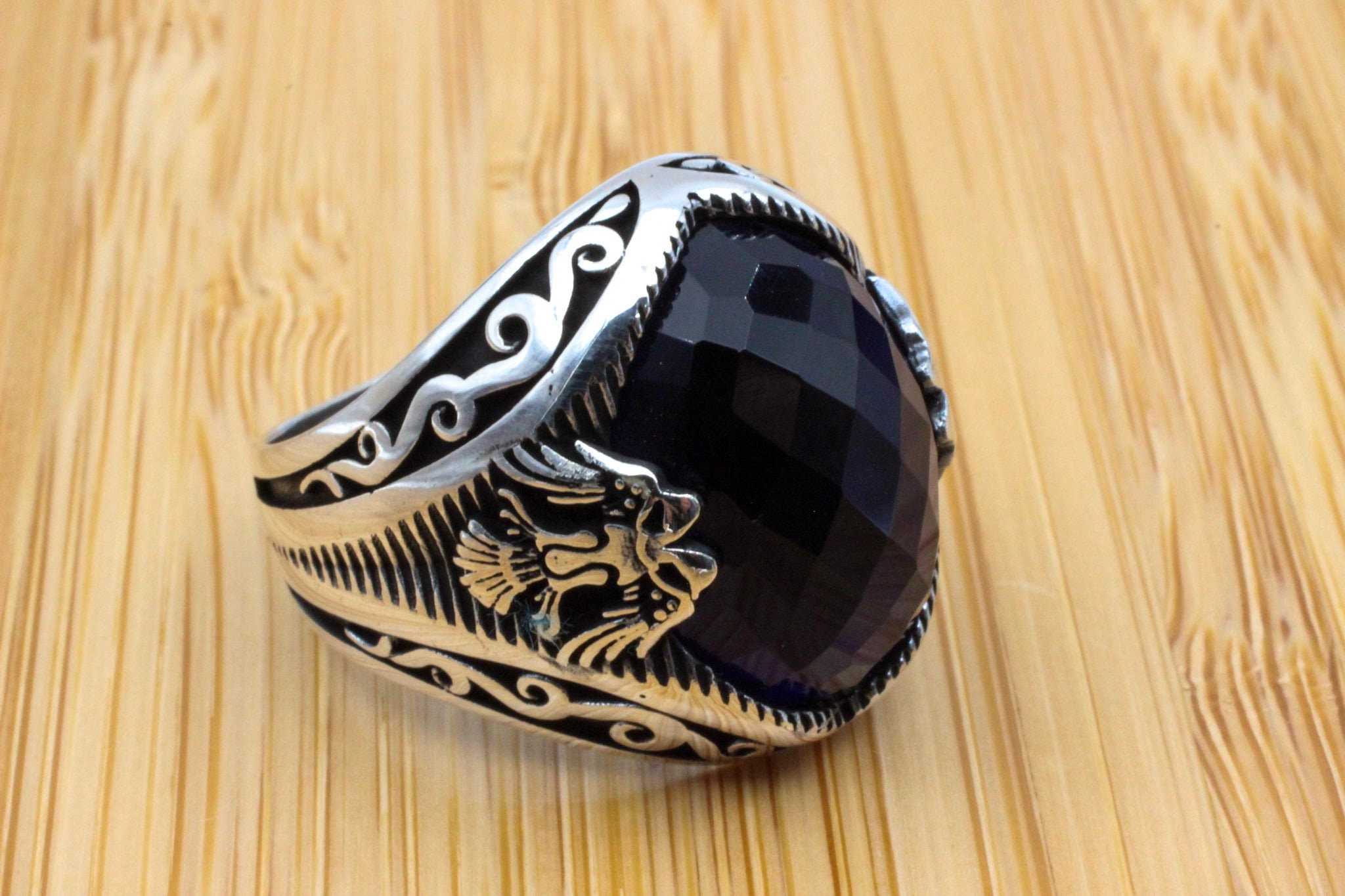 Turkish Handmade Silver Men Ring Men Ring Cubic Zircon - Etsy