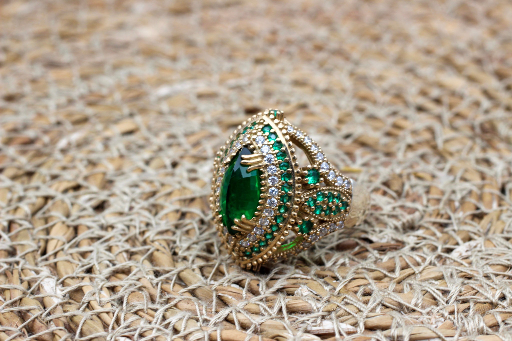 Handmade Ottoman Emerald Ring, 925k Sterling Silver, Ladies Ring - Etsy