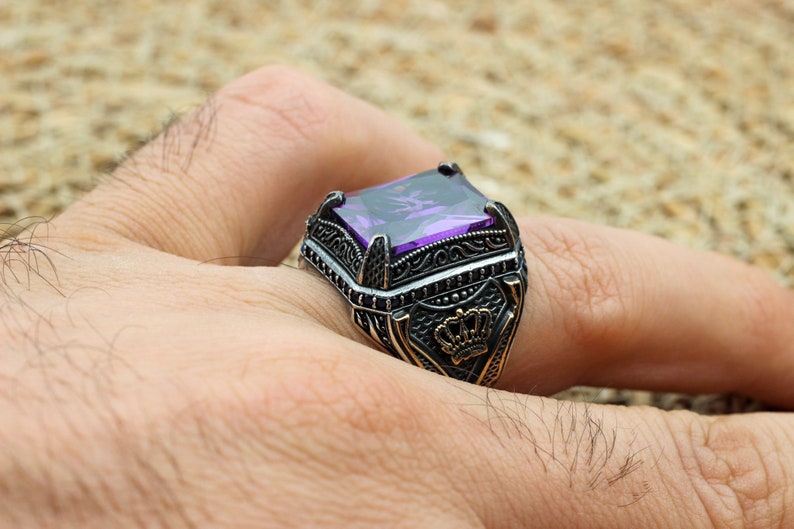 Amethyst Men's Ring Mens Handmade Ring Turkish Handmade - Etsy