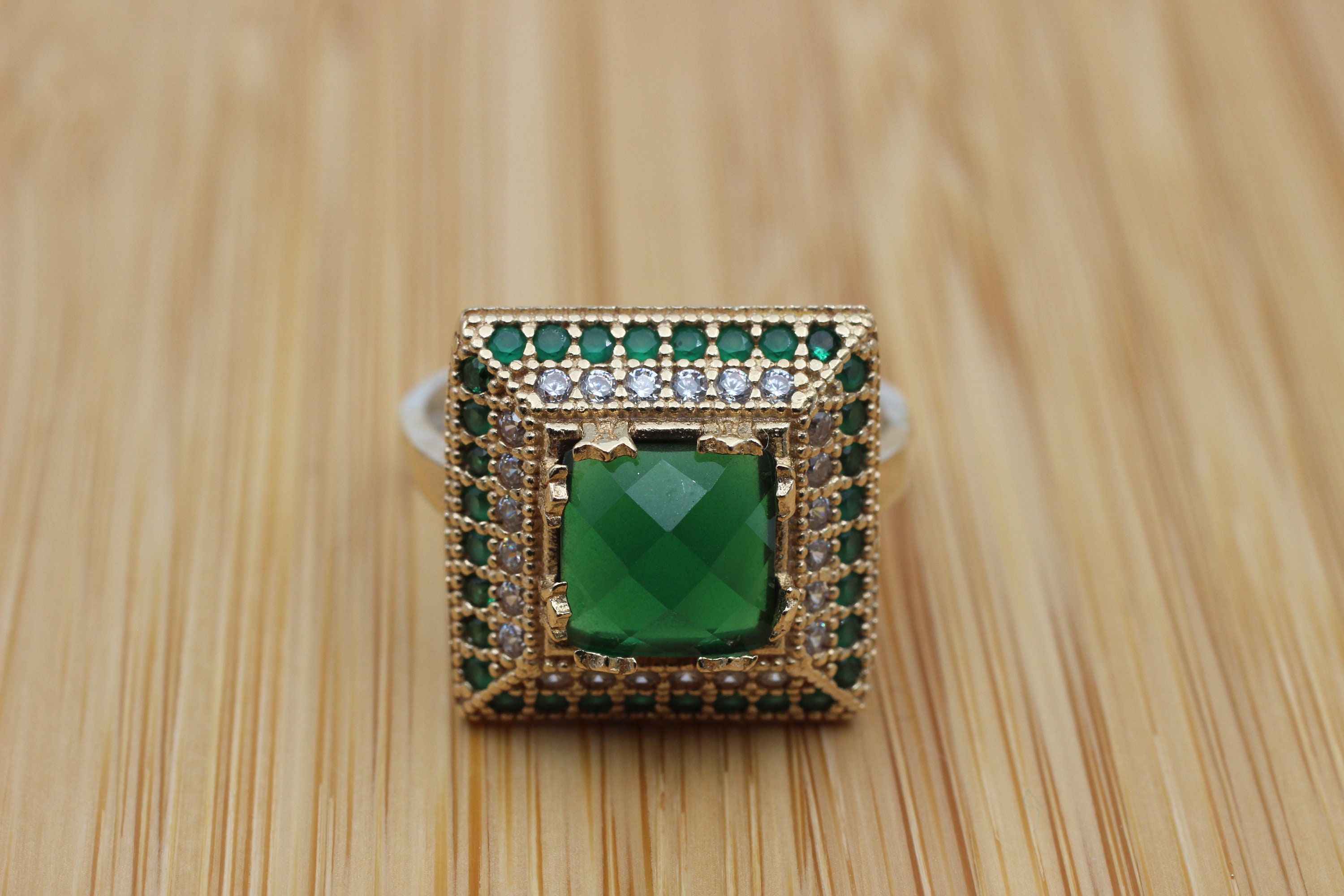 Handmade Emerald Zircon Ring, Ottoman 925k Sterling Silver - Etsy