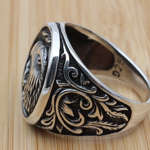 Men's Eagle Ring, Eagle Ring, Bird's Silver Ring, Handmade Sterling ...