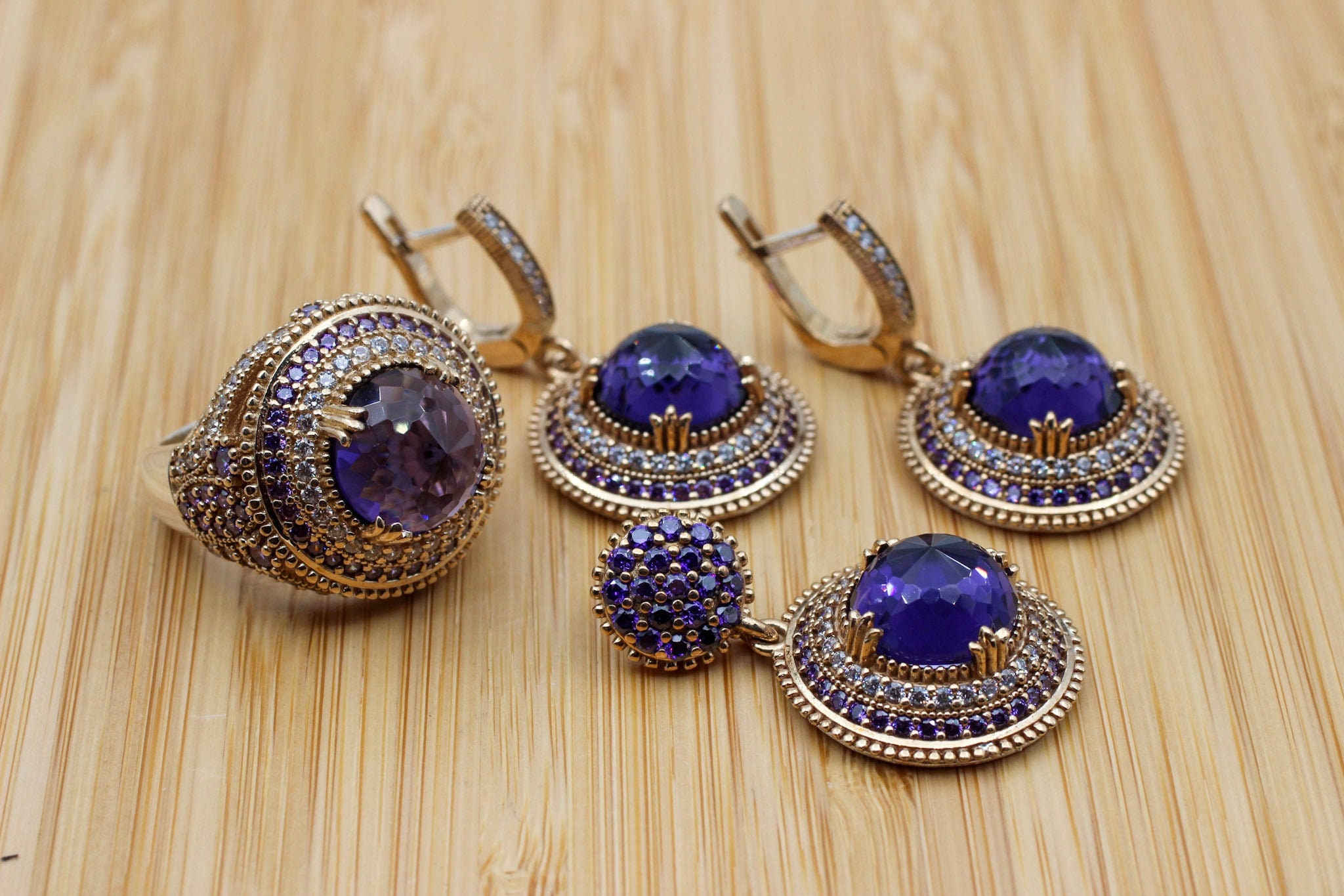 Amethyst Set Authentic Set Handmade Set Women Turkish - Etsy