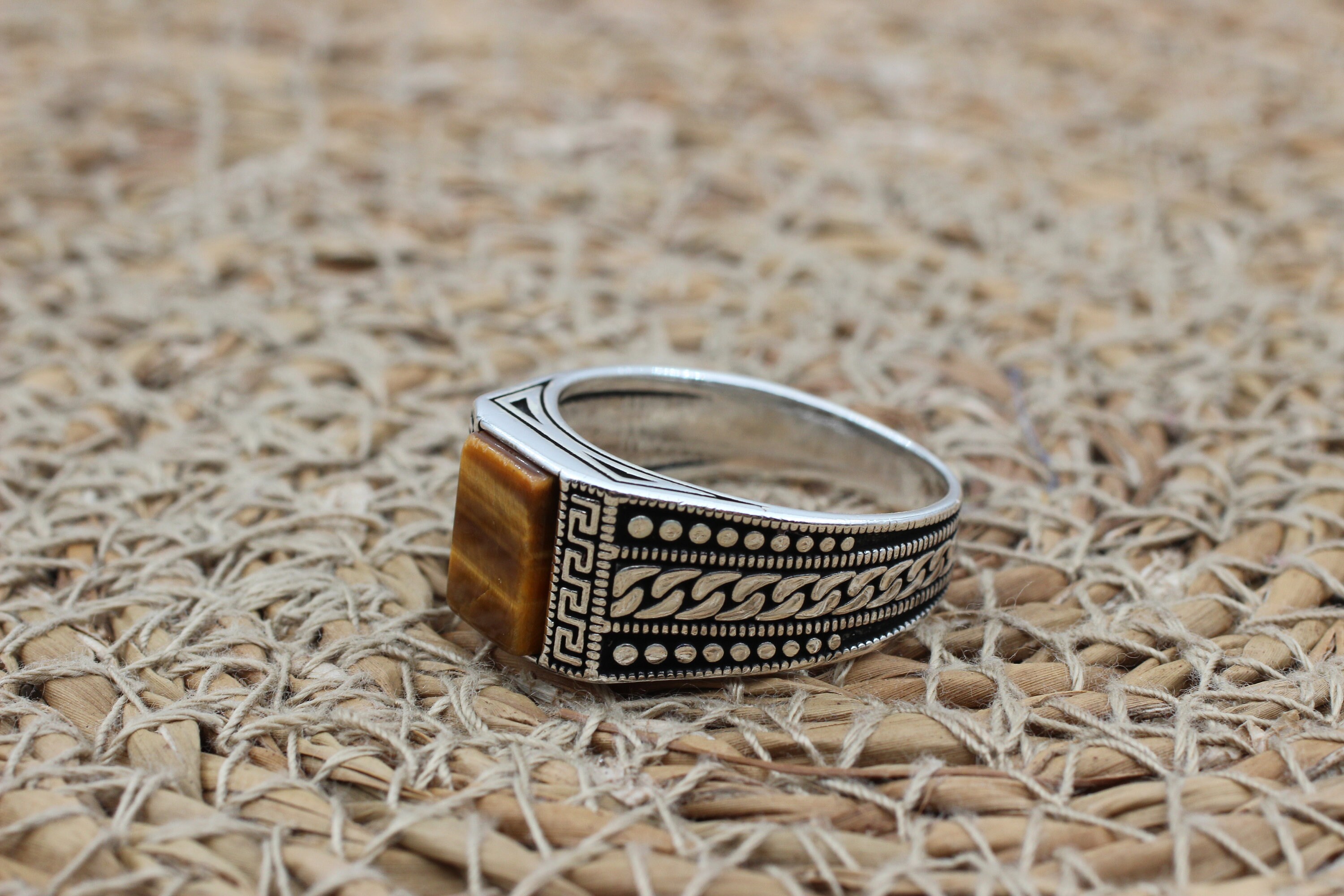 Tiger Eye Men's Ring Handmade Men's Ring Turkish - Etsy