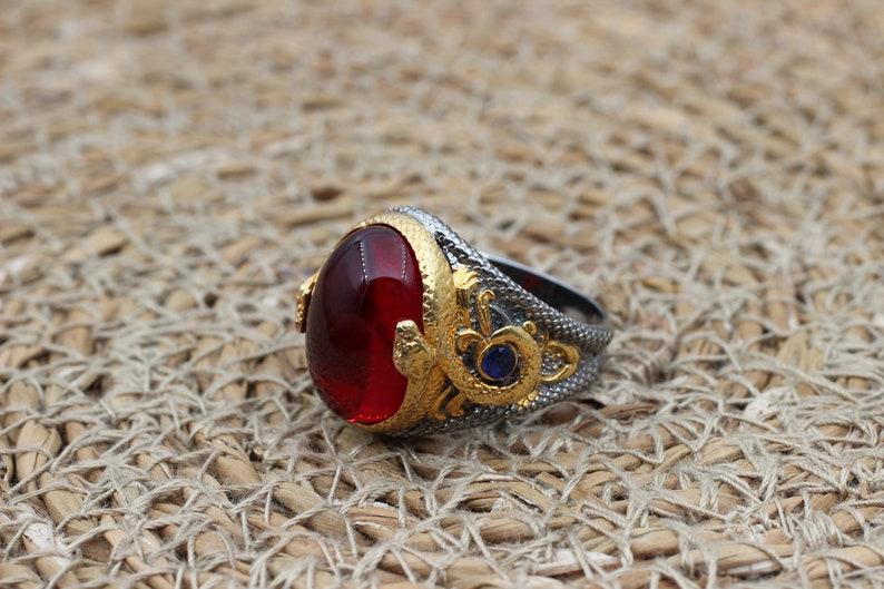 Handmade Ruby Sterling Silver Mens Ring: Ottoman Snake Design - Etsy
