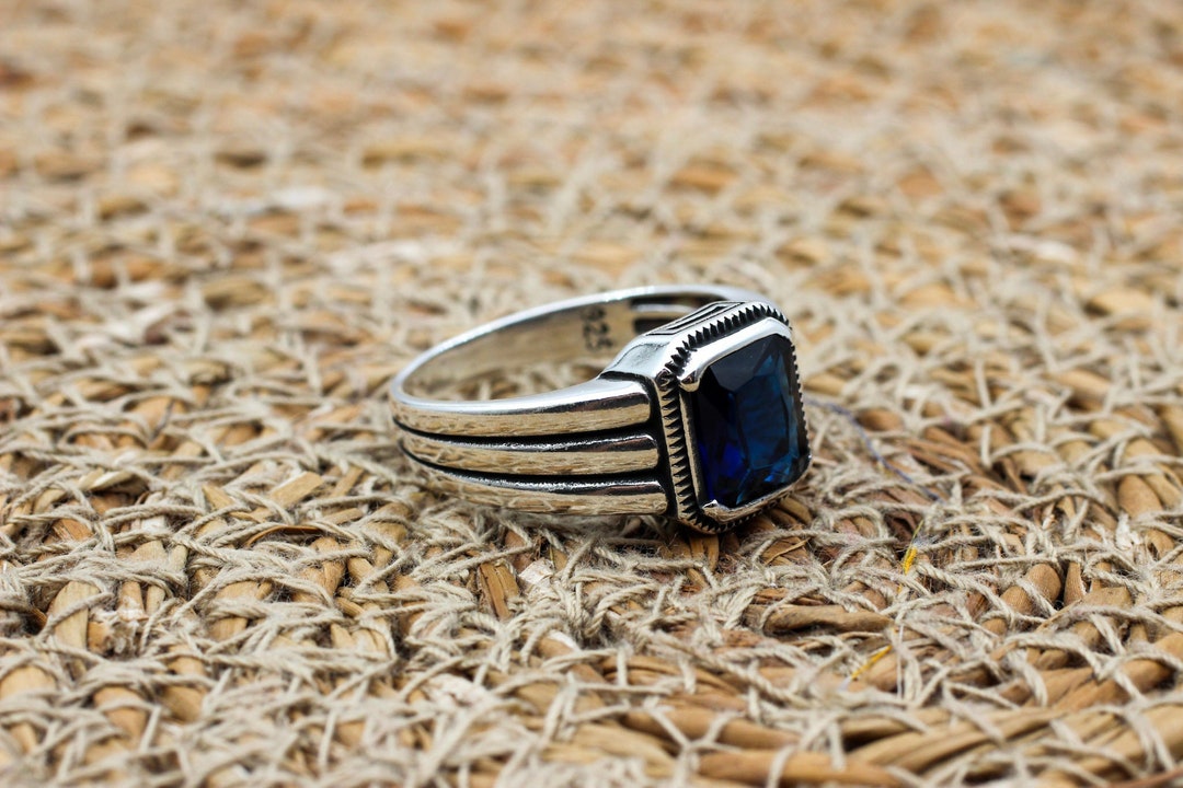 Sapphire Men's Ring, Ottoman Men's Ring, Handmade Men's Ring, Turkish ...