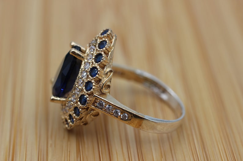Handmade Sapphire Topaz Ring: Ottoman 925k Sterling Silver Ring - Etsy