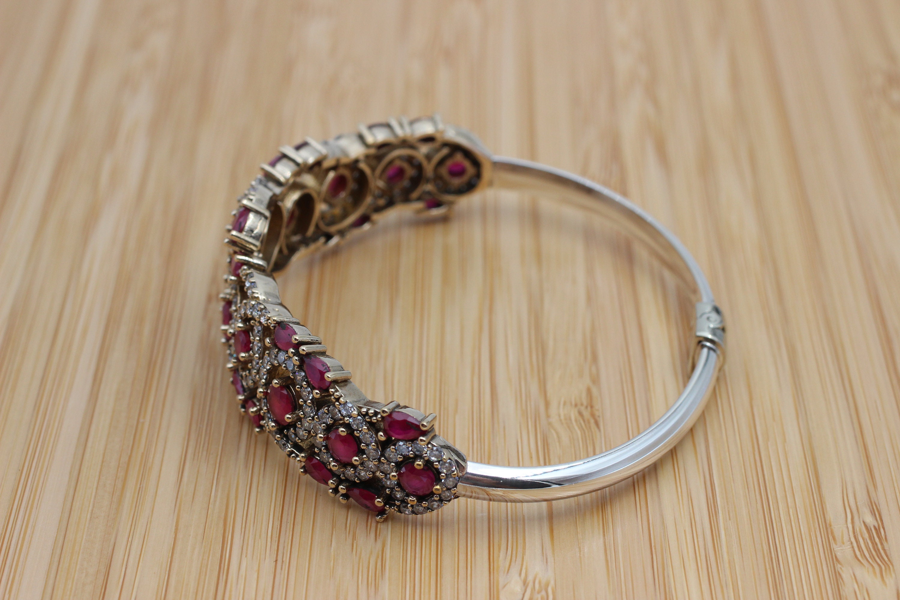 Handmade Ruby Bangle Cuff: 925k Sterling Silver Ottoman Bracelet - Etsy