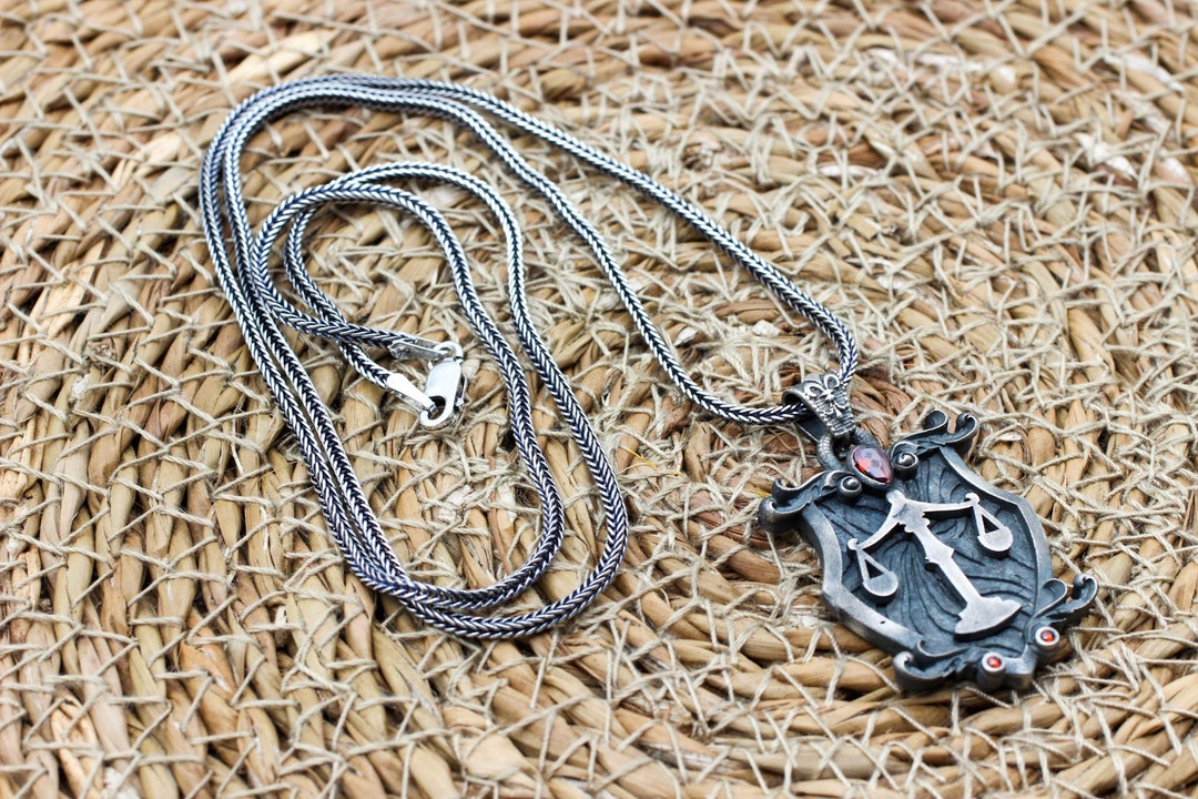 Ruby Scales of Justice Pendant: Sterling Silver Ottoman Necklace - Etsy