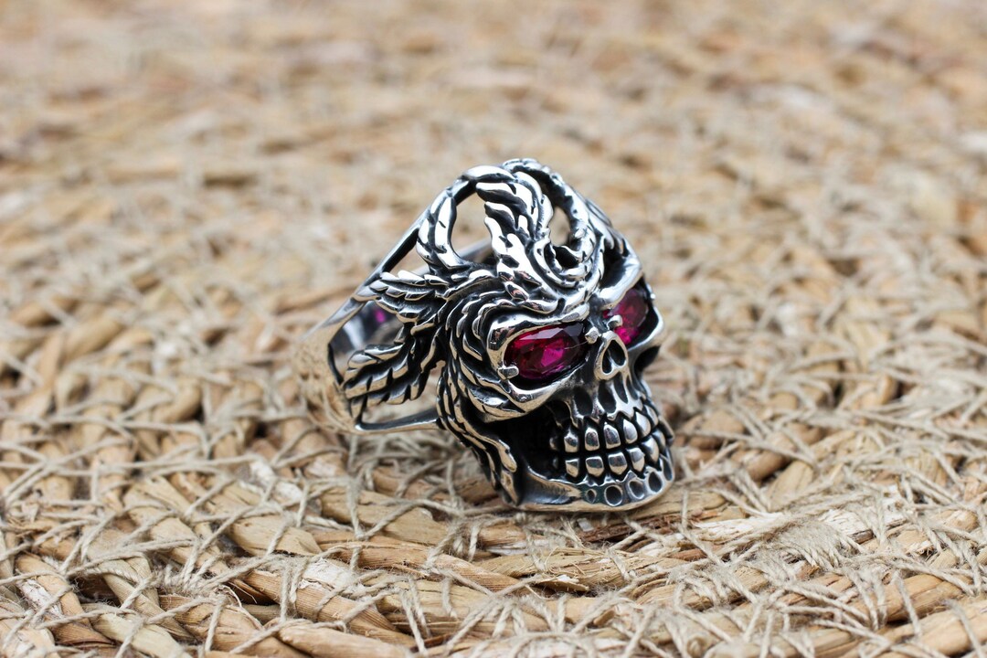 Skull Wrap Ring, Turkish Handmade Skull Ring, Biker Ring, Jewelry Skull Ring, Mens Skull Ring ...