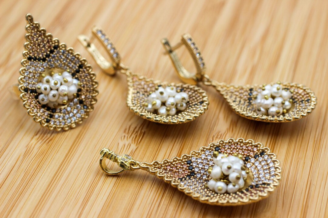 Pearl Set, Authentic Set, Leopard Set, Handmade Set, Women Set, Ladies ...