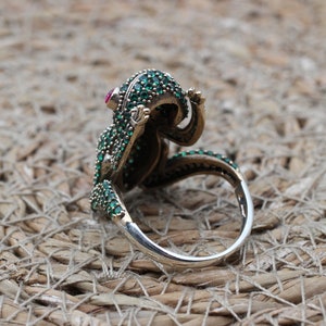 Emerald Frog Ring, Handmade Women's Ring, Authentic Ring, Turkish ...