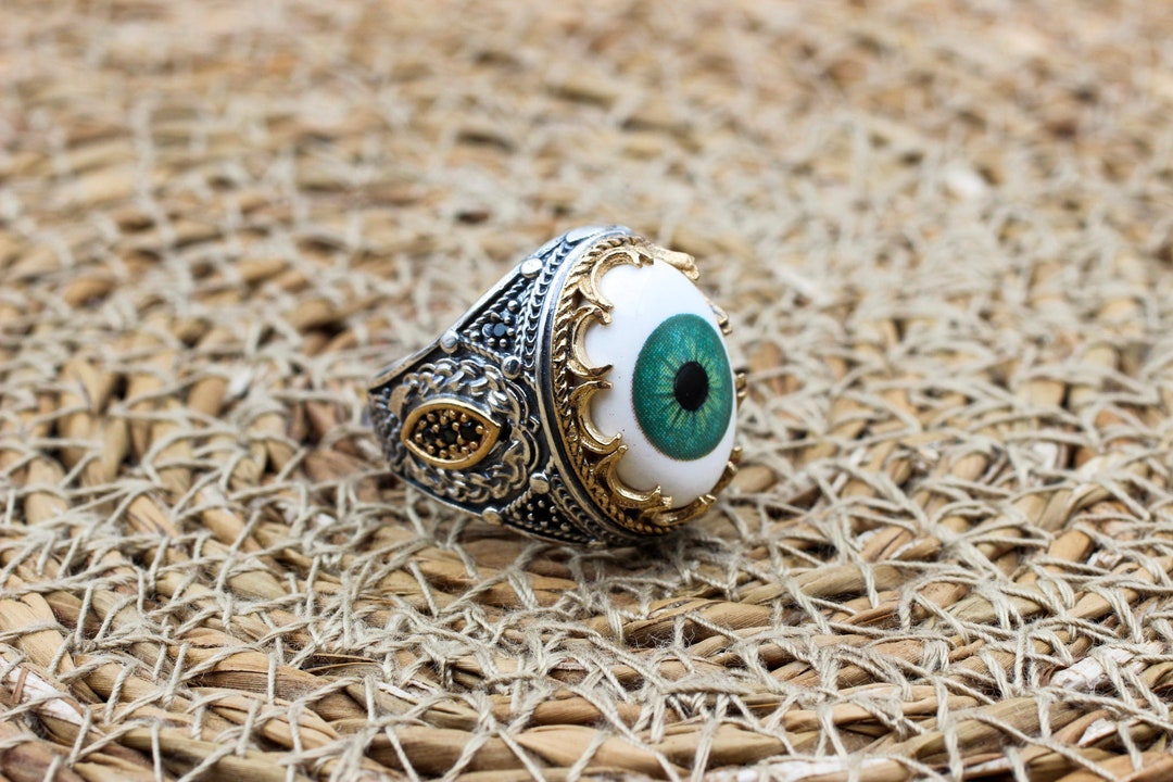 Evil Eye Men's Ring, Onyx Mens Ring, Handmade Ring, Turkish Handmade ...