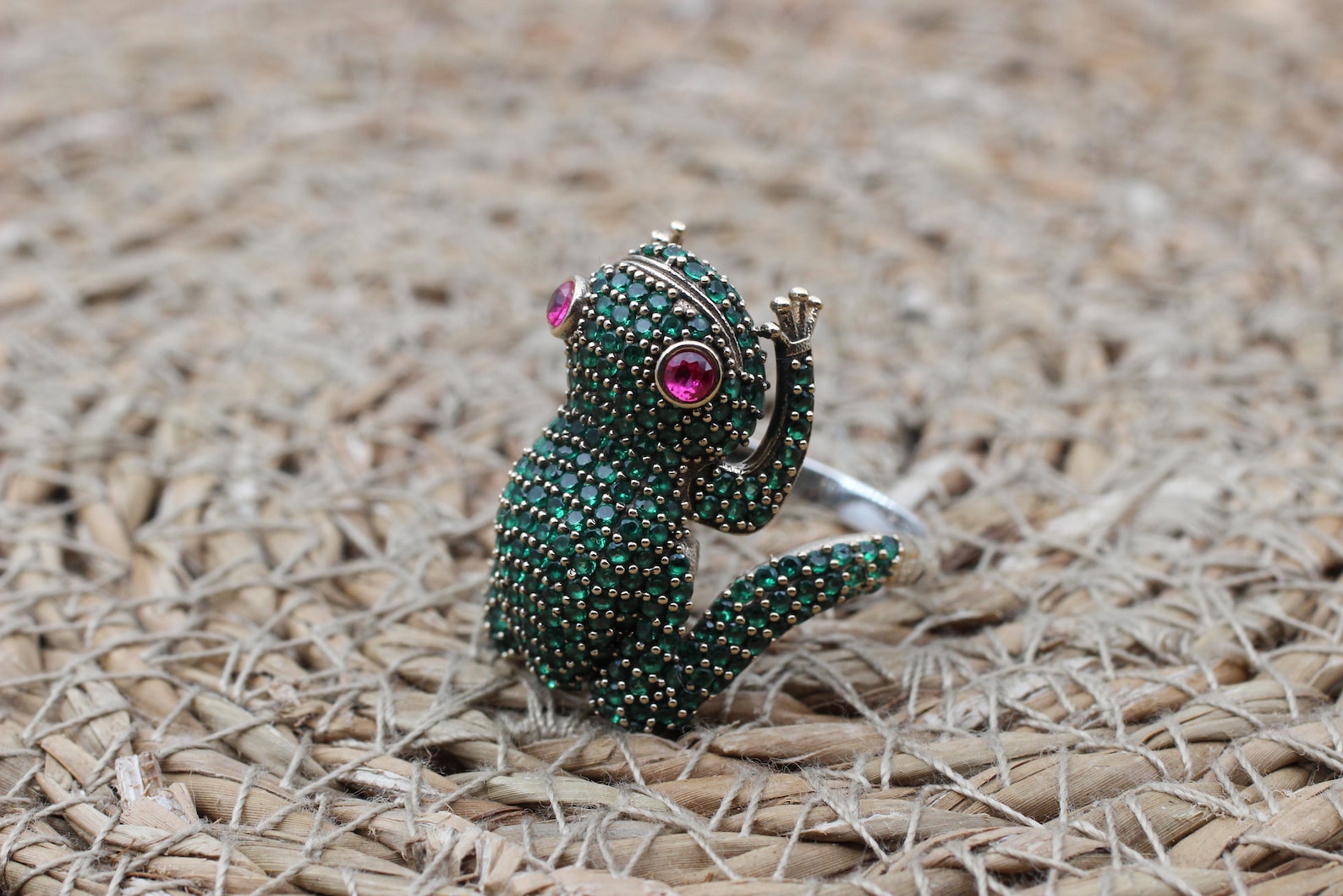 Emerald Frog Ring, Handmade Women's Ring, Authentic Ring, Turkish ...