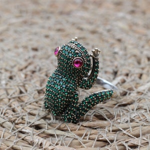 Emerald Frog Ring, Handmade Women's Ring, Authentic Ring, Turkish ...