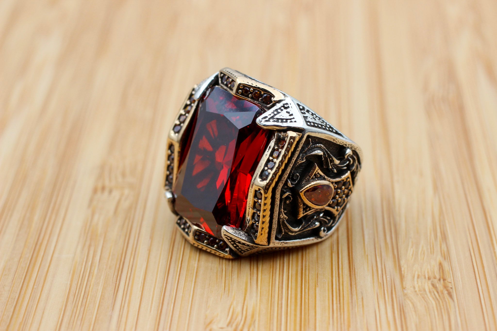 Ruby Men's Ring Handmade Men's Ring Turkish Handmade - Etsy