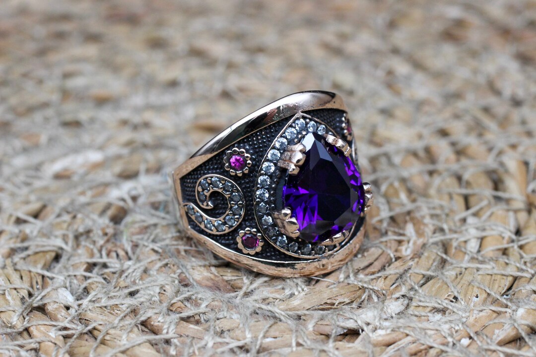 Amethyst Ring, Handmade Women's Ring, Turkish Handmade, Silver Ladies ...